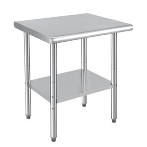 stainless steel table for prep & work 24 x 30 inches, commercial workstations metal kitchen prep table with adjustable undershelf for restaurant, home and hotel