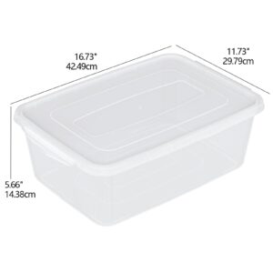 Haodehen 16 Quart Clear Plastic Latching Storage Box, Storage Latch Bin with lid, 2 Packs