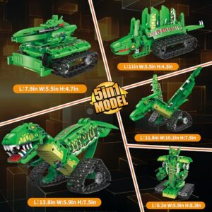 AKWME RC Robot Building Set - 5 in1 T. rex Toy with APP or Remote Control, DIY Engineering Robotics/Mech Dinosaur/Dragon Warrior/Pterosaur/Stegosaurus STEM Birthday Gifts for Kids 6-12 Years Old