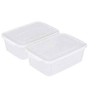 haodehen 16 quart clear plastic latching storage box, storage latch bin with lid, 2 packs