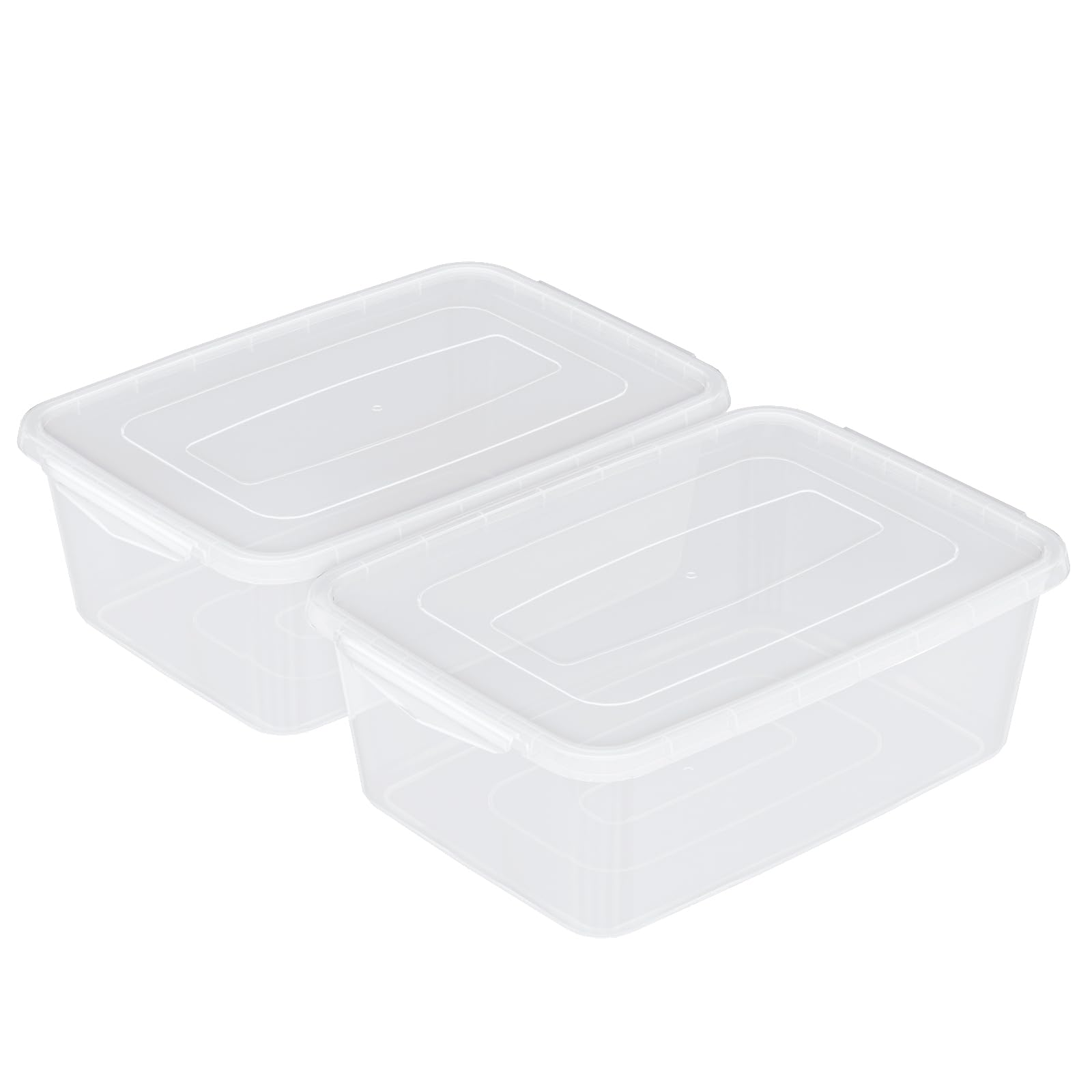 Haodehen 16 Quart Clear Plastic Latching Storage Box, Storage Latch Bin with lid, 2 Packs