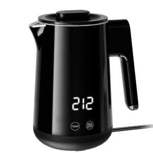 lamstom electric kettle, 1000w fast boil hot water kettle, 0.8l stainless steel tea pot with 6 pre-set temperature, anti-dry protection heater, auto shut-off, black