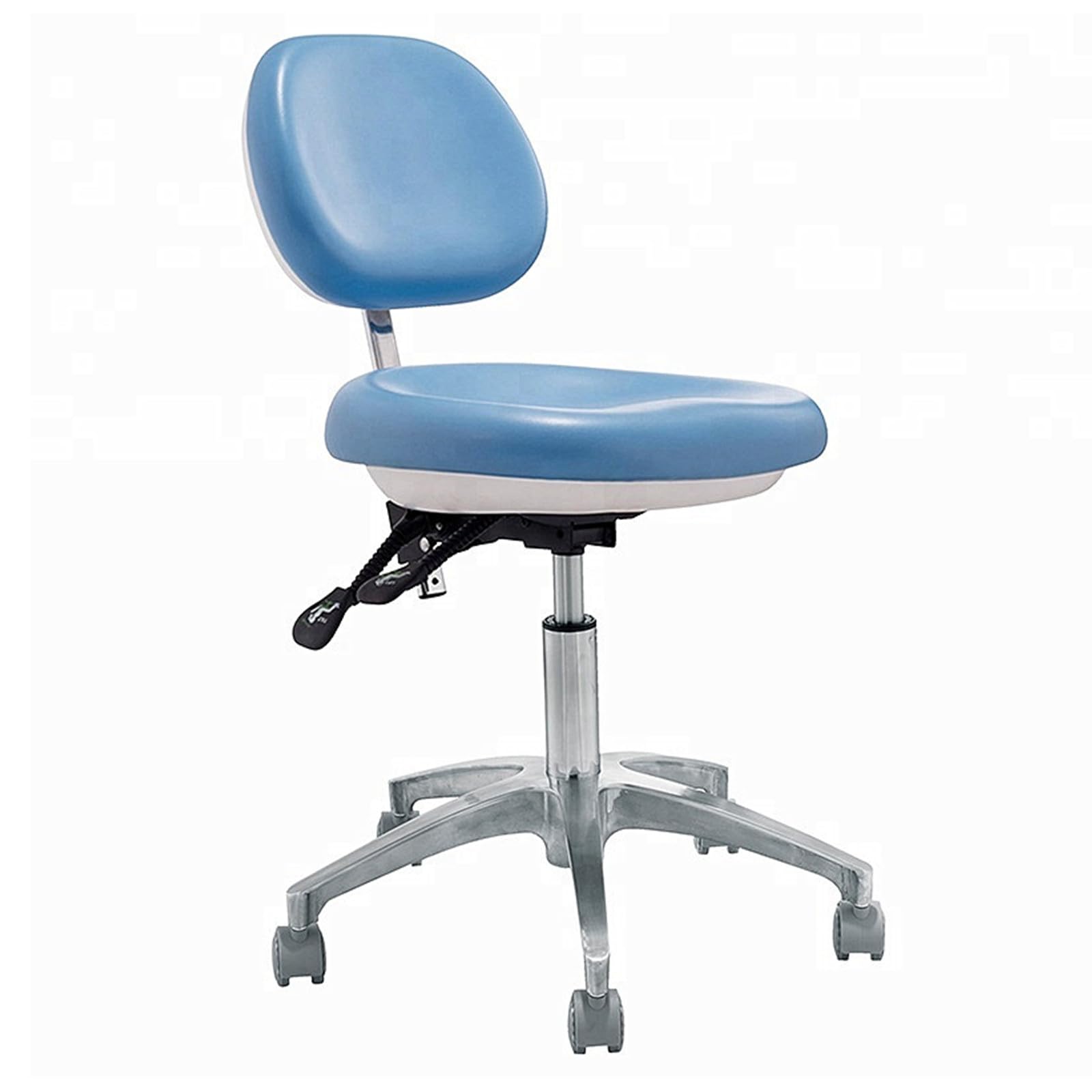 HS-6 PU Leather Adjustable Mobile Doctor's Chair Deluxe Dentist Stool with Backrest Five Star Casters