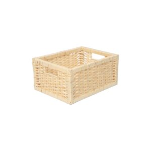 JLKIMZVO Wicker Basket, Woven Storage Basket with Built-in Handles, Wicker Shelf Basket for Organizing, Shelves, Bedroom, Living room, 1 Pack