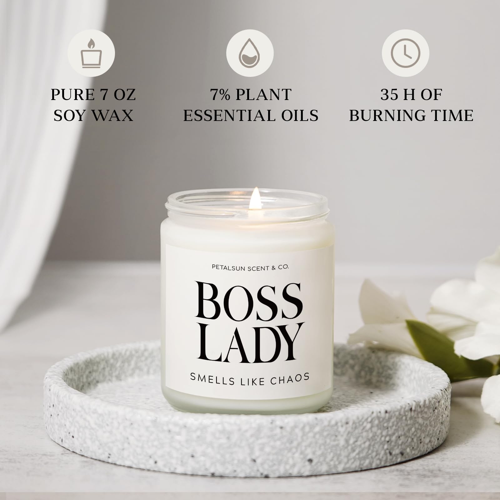 PETALSUN Boss Lady Gifts for Women - Handmade Candle Gifts for Boss - Best Boss Gifts for Women, Cool Gifts for Bosses, Boss Day Gifts, 7oz Soy Wax Candle (Lavender)