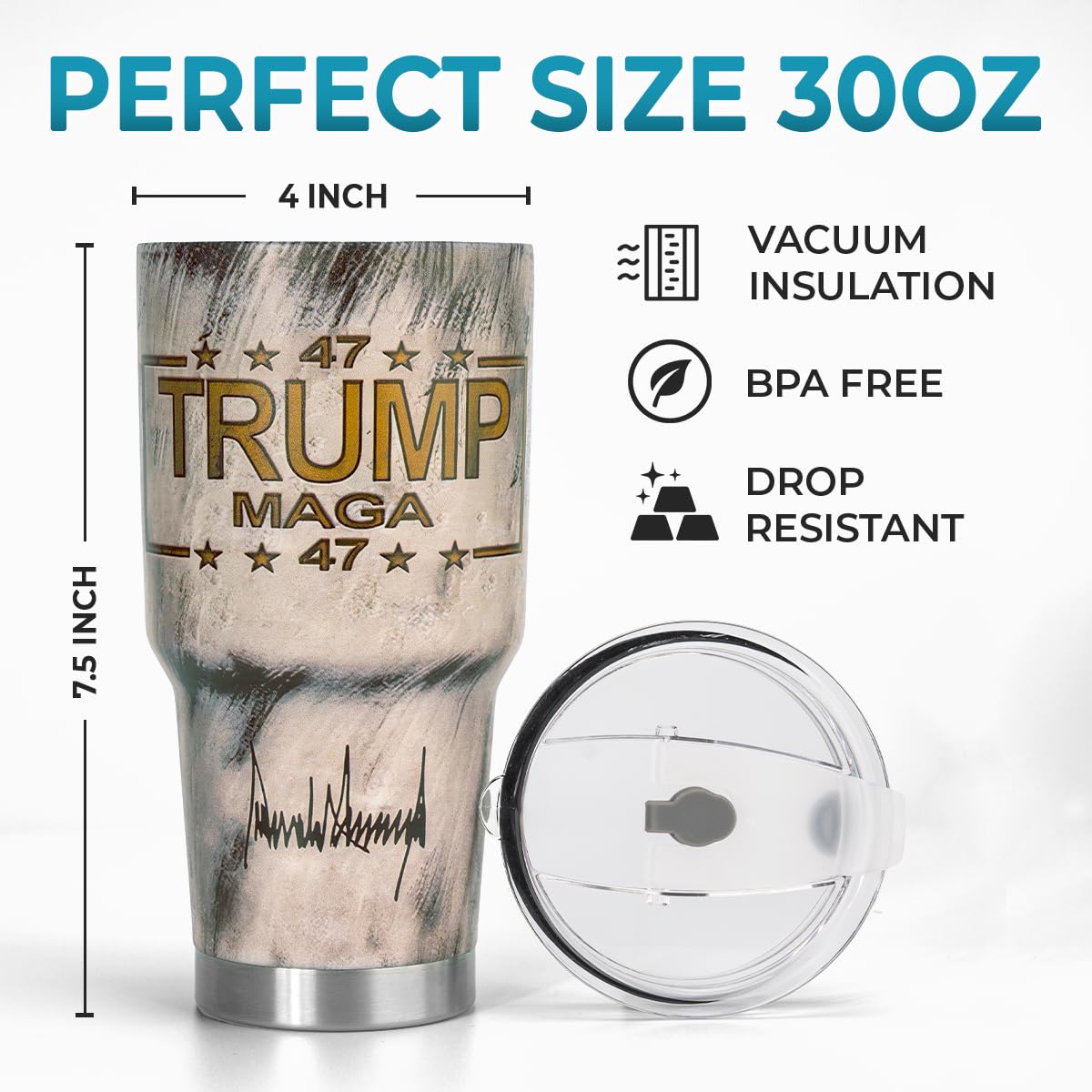 Joymarke MAGA Trump Tumbler 2024, Skull American Flag 30 Oz Tumbler, Trump Coffee Cups, USA Flag Tumbler Insulated Cup With Lid, Patriotic Birthday Gifts for Women Men, Republican Tumbler Cups