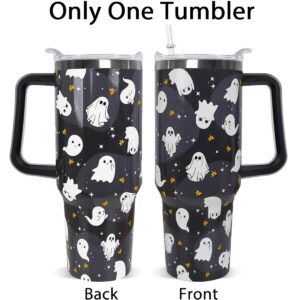 Rcvlauf Halloween Tumbler 40 oz Ghost Tumbler Cute Ghosts Cups Leak Proof Tumbler Insulated Coffee Travel Mug for Halloween Gifts Gothic Witchy Decor