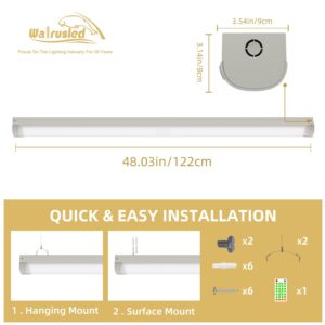 4FT Tri-Level Motion Sensor LED Linear Strip Stairwell Light with Remote 2 Watt CCT Selectable 20W/40W 2500lm/5000lm 3000K/4000K/5000K, IP20, Dimmable 4 Foot Commercial Shop Ceiling Light Fixture, FCC