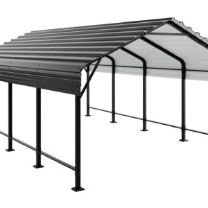 JAMFLY 12X20 FT Carport, Heavy Duty Carport Canopy with Galvanized Steel Roof and Frame, Metal Carport Upgraded Extra Large Garage for Pickup, Boat, Car and Tractors