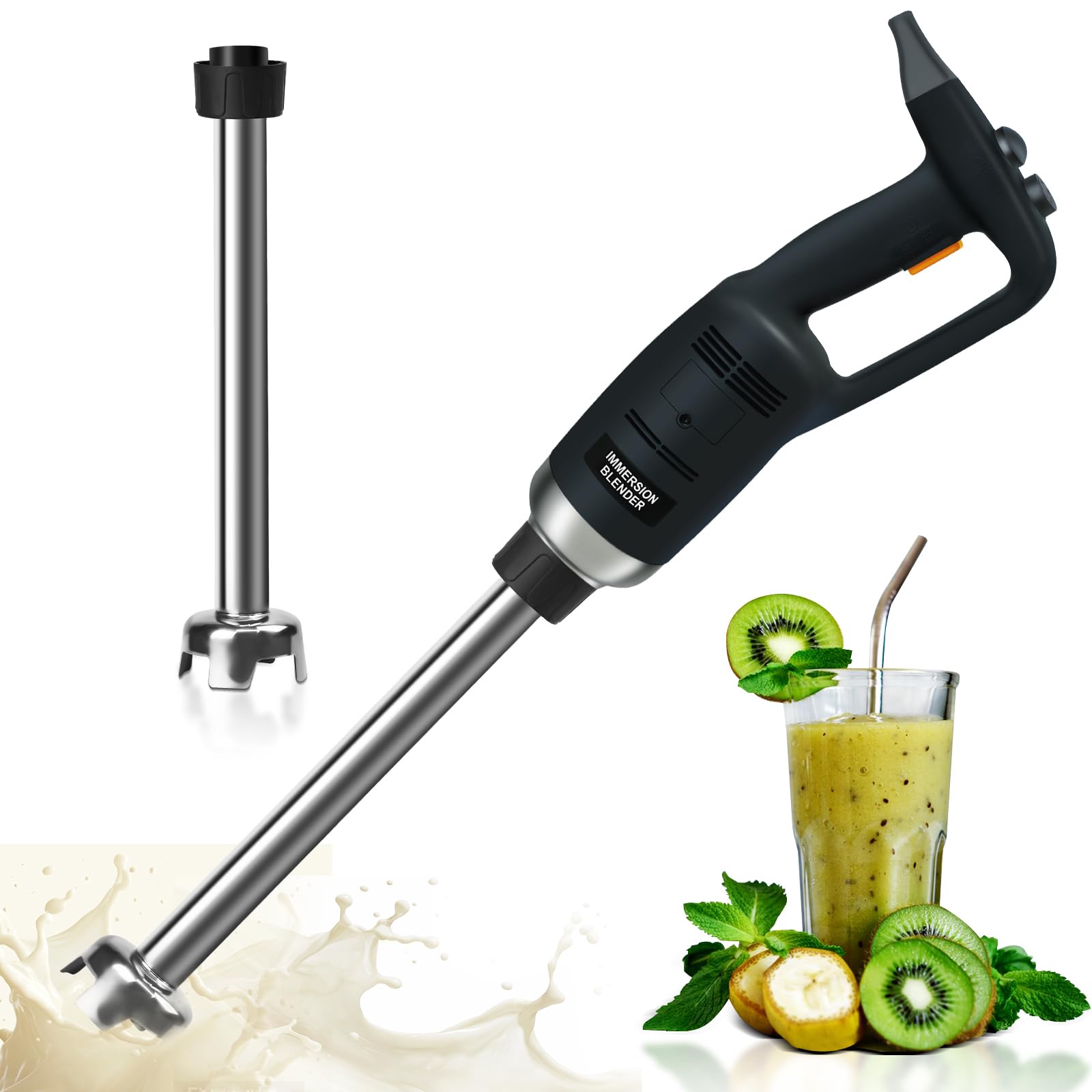 BNDHKR Electric Immersion Blender Handheld Blender 20 Inch 500W With Adjustable Speed Stainless Steel Food Grade shaft for Commercial Home Kitchen