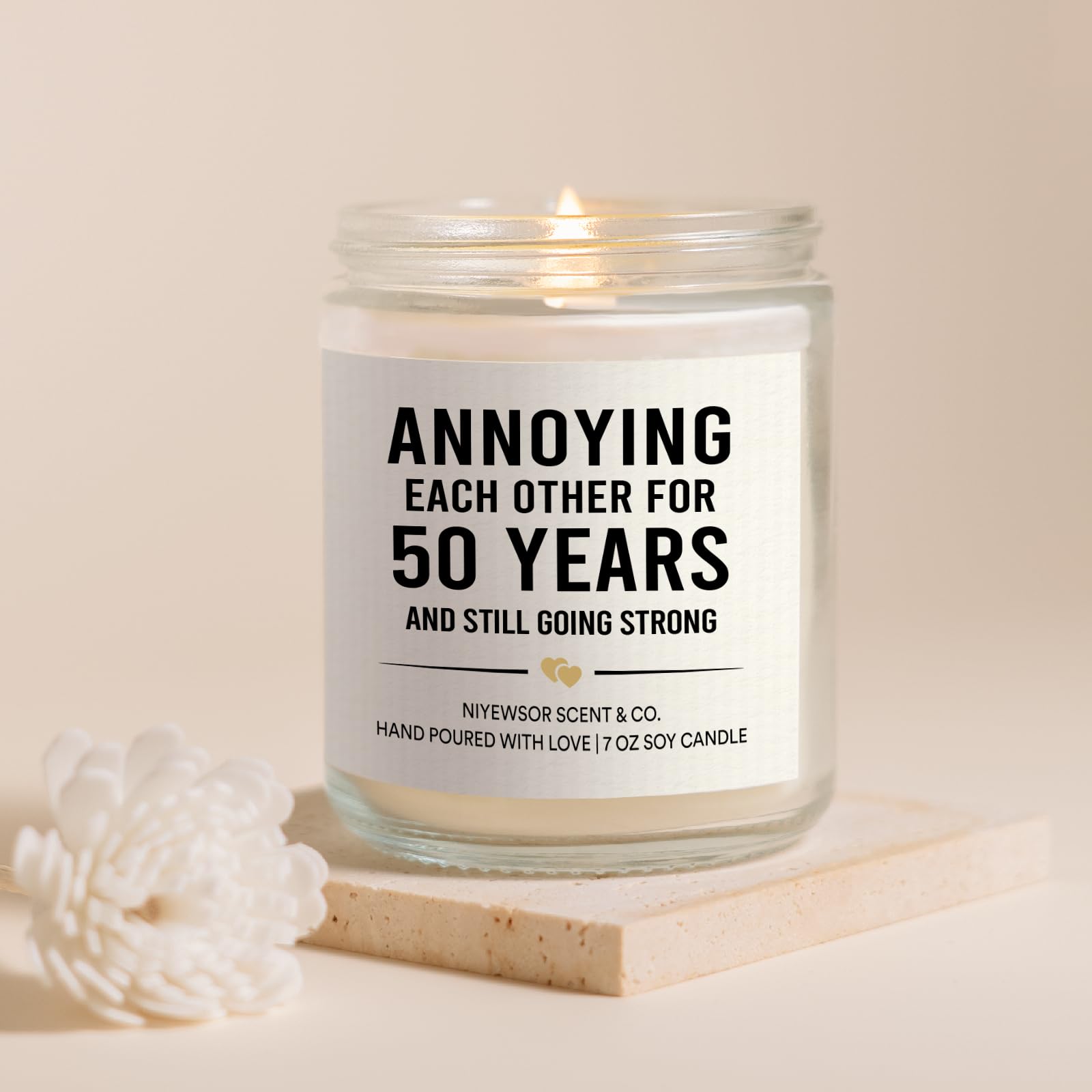 Niyewsor 50th Anniversary Candle, 50th Wedding Anniversary, Gifts for Couple, 50th Anniversary, Gifts for Parents, 50 Years Anniversary, Gifts for Husband, Wife, Him, Her, Friends