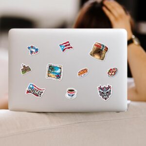 Pack 50 Pcs Travel Puerto Rico Stickers for Water Bottles Funny Laptop Cups Scrapbooking Luggage Journaling Teens Boys Girls Adults Waterproof Aesthetic Sticker Small Vinyl Decals