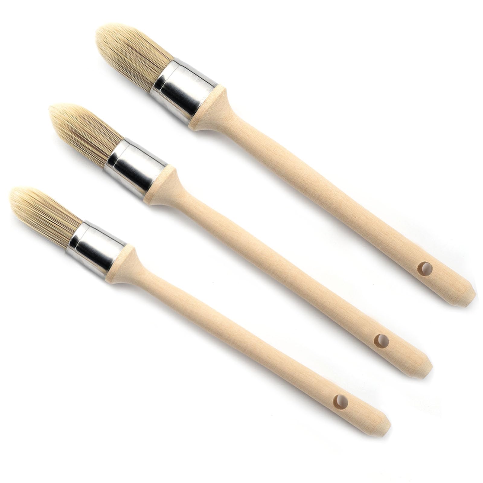 Wesquer 3-Pack Small Paint Brushes - Trim Paint Brush Edge Painting Tool for Detail Areas and Small Repairs - Ideal for Art, Sash, Baseboards, and House Wall Corners with 0.6” 0.7” 0.8”