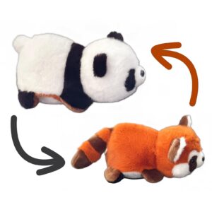 roadoor reversible panda plushie, 2-in-1 red panda & panda soft toy, double sided panda stuffed animal, soft panda pillow plush toy panda 14"