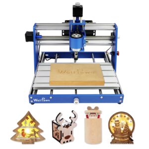 wolfpawn cnc router machine 3018 blue all-metal for beginner with emergency-stop 3 axis grbl control engraving machine milling carving for wood acrylic mdf pvc plastic, 300x180x60mm (775motor)