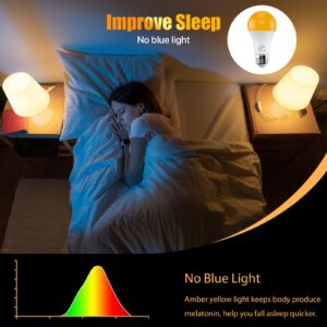 3W LED Amber Light Bulbs, 1600K Warm White 180LM Night Light, Blue Light Blocking, Energy Saving, 30W Replacement, Sleep Aid E26 Base Light Bulb for Bedroom, Baby Nursery Room, Non-Dimmable