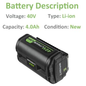 ULDERTRA 4.0Ah Battery Replace for Ryobi 40V Battery, Compatible with Ryobi 40 Volt Cordless Power Tools – Extended Life and Reliable Performance