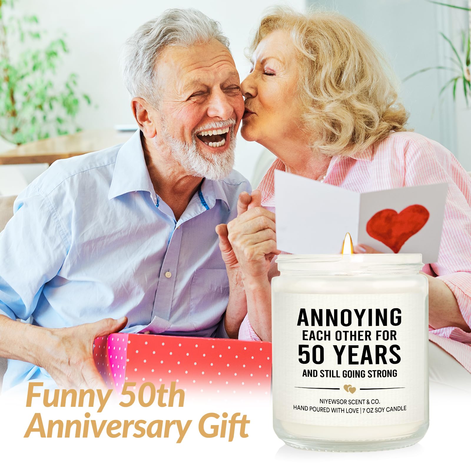 Niyewsor 50th Anniversary Candle, 50th Wedding Anniversary, Gifts for Couple, 50th Anniversary, Gifts for Parents, 50 Years Anniversary, Gifts for Husband, Wife, Him, Her, Friends