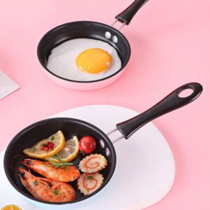 MEKOTRIN Non Stick Frying Pans Stainless Steel Skillet Small Omelet Pans Calibre 4 Inch(4 Inch, Pink)