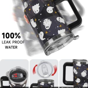 Rcvlauf Halloween Tumbler 40 oz Ghost Tumbler Cute Ghosts Cups Leak Proof Tumbler Insulated Coffee Travel Mug for Halloween Gifts Gothic Witchy Decor