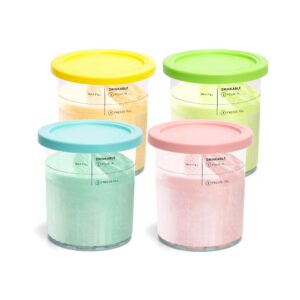 4 pack ninja creami deluxe pints & lids, 24oz family size xl cups for ninja creami 11-in-1 nc501 nc500 series deluxe ice cream maker