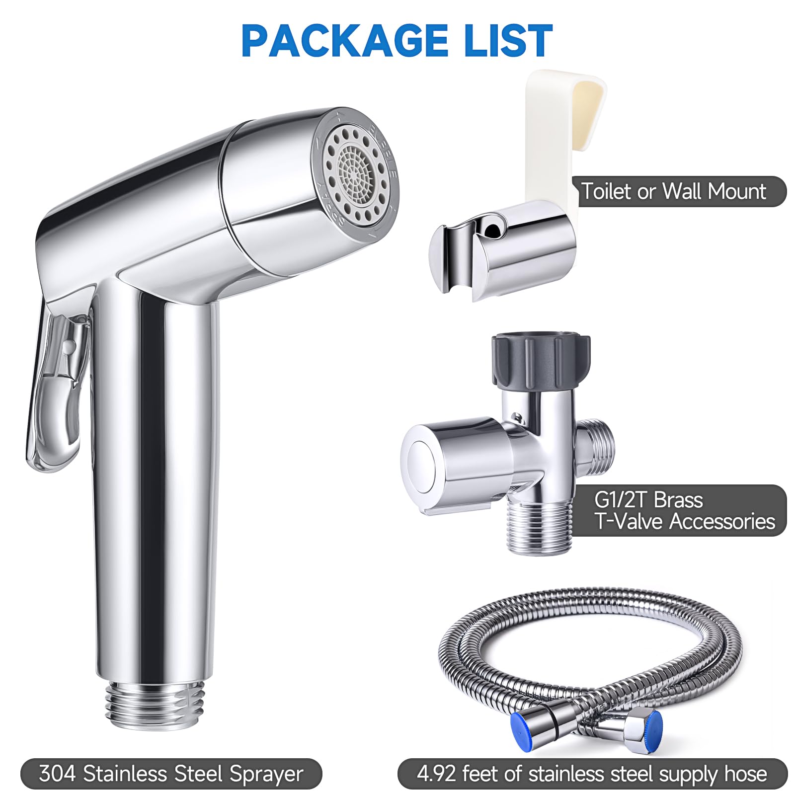 SAMODRA Bidet Faucets, Handheld Bidet Sprayer for Toilet with Switching Between Two Rinsing Modes and Adjustable Water Pressure Easy to Install and Use (Chrome Silver)