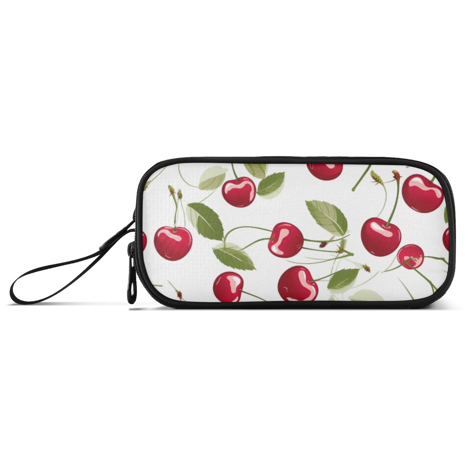 Cherry White Pencil Case for Boys Girls, Large Capacity Pen Bag 3 Compartment Pencil Pouch Students Stationery Organizer Marker Case for School Office Work