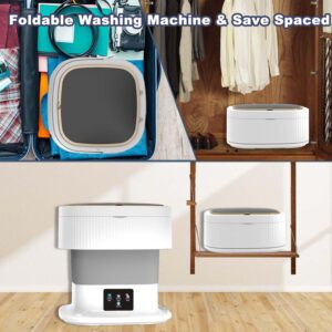 Mini Washing Machine, Portable Washing Machine, Foldable Washer and Dryer, Small Collapsible Laundry for Travel, Sutiable for Apartment, Dorm, Camping, RV, Underwears, Socks, Baby Clothes, Grey