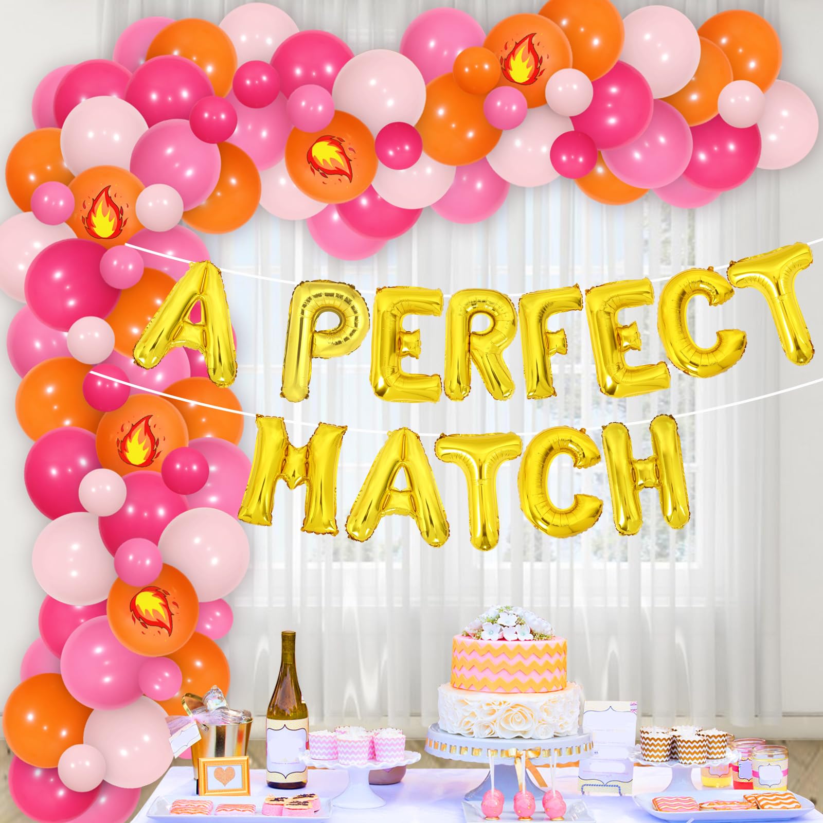 Balterever She Found Her Perfect Match Bachelorette Decoration for Women Match Made in Heaven Bachelorette Balloon Garland Kit with Perfect Match Banner for Bridal Shower Engagement