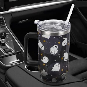 Rcvlauf Halloween Tumbler 40 oz Ghost Tumbler Cute Ghosts Cups Leak Proof Tumbler Insulated Coffee Travel Mug for Halloween Gifts Gothic Witchy Decor