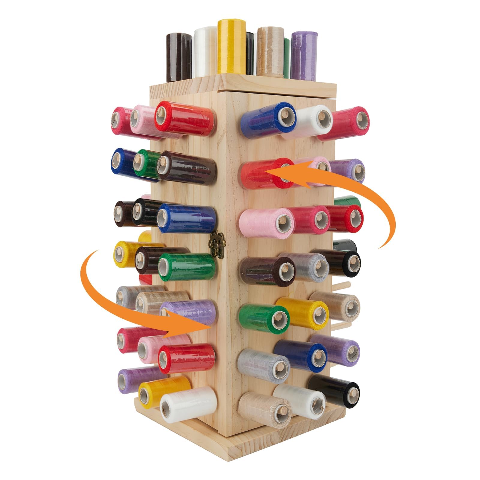 93 Spools Thread Holder Stand 360° Fully Rotating Wooden Thread Rack/Thread Holder Organizer for Sewing, Quilting, Embroidery, Hair-braiding and Jewelry