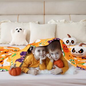 UOMNY Halloween Blanket for Kids,Ghost Throw Blanket for Kids,Wizard Hat Halloween Blanket for Couch and Bed, for Kids 50x60 inch