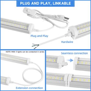 8FT LED Shop Light, U Shape 125W Integrated LED Tube Light, 6500K Clear White, 20000LM Super Bright LED Lighting, Flush Mount/Hanging, Linkable LED Shop Lights for Garage Workshop, Plug&Play, 8 Pack