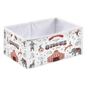 qugrl vintage circus storage bins retro carnival clowns foldable storage basket storage box organizer for clothes books drawers under bed 15.75 x 10.63in