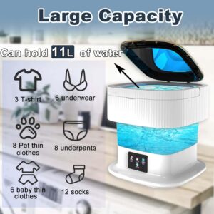 Mini Washing Machine, Portable Washing Machine, Foldable Washer and Dryer, Small Collapsible Laundry for Travel, Sutiable for Apartment, Dorm, Camping, RV, Underwears, Socks, Baby Clothes, Grey