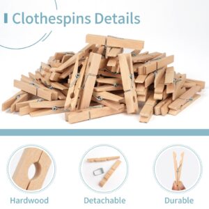 74 Pack Clothes Pins Wooden, 2.85 Inch Clothes Pins, Multi-Purpose Clothespins for Hanging Clothes, Art, Crafts, Photo Displays, Decorations