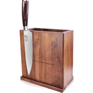 easeholder magnetic knife block without knives, double side magnetic knife holder stand, acacia wood, extra large capacity magnet knife storage for knives and utensils, kitchen organizer rack tool