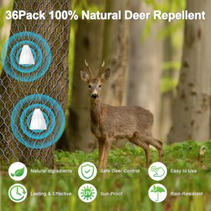 36 Pack Deer Repellent - Natural Deer Repellent for Plant, Deer Deterrent, Peppermint Oil Keep Deer Away from Outdoor Garden Lawn Tree Yard, Moose Repellent, Safe for Deer and Plants, Ready to Use