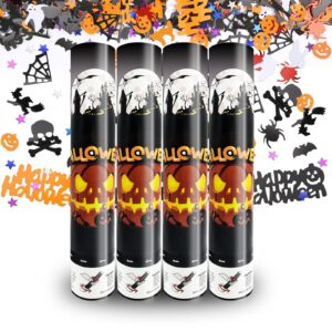 halloween confetti poppers | 4 pack halloween confetti cannon | halloween party poppers confetti shooters | halloween 12 inch confetti bomb | halloween confetti poppers bulk for parties event