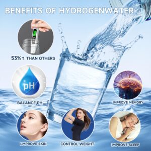 Hydrogen Water Bottle, Hydrogen Water Bottle Generator, 5-Min Electrolysis 1500 PPB Smart Water Ionizer with SPE/PEM Technology, Hydrogen Water Machine for Women Men Office School Bike Running Travel