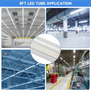 8FT LED Shop Light, U Shape 125W Integrated LED Tube Light, 6500K Clear White, 20000LM Super Bright LED Lighting, Flush Mount/Hanging, Linkable LED Shop Lights for Garage Workshop, Plug&Play, 8 Pack