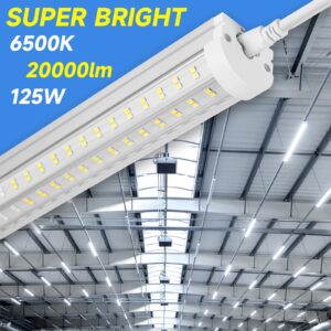 8FT LED Shop Light, U Shape 125W Integrated LED Tube Light, 6500K Clear White, 20000LM Super Bright LED Lighting, Flush Mount/Hanging, Linkable LED Shop Lights for Garage Workshop, Plug&Play, 8 Pack