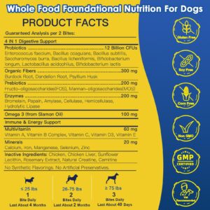 Probiotics for Dogs - Dog Probiotics for Digestive Health, Prebiotics, Enzymes, Fiber, and Omega-3 with Vitamins to Promote Intestinal Health, Support Immunity, Allergies & Itchy Skin, 120 Bites