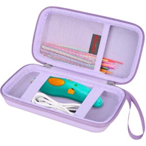 elonbo carrying case for 3doodler start+ essentials (2024) 3d pen set for kids, 3d printing pens travel storage organizer holder, extra mesh pocket fits plastic filament, charger, purple