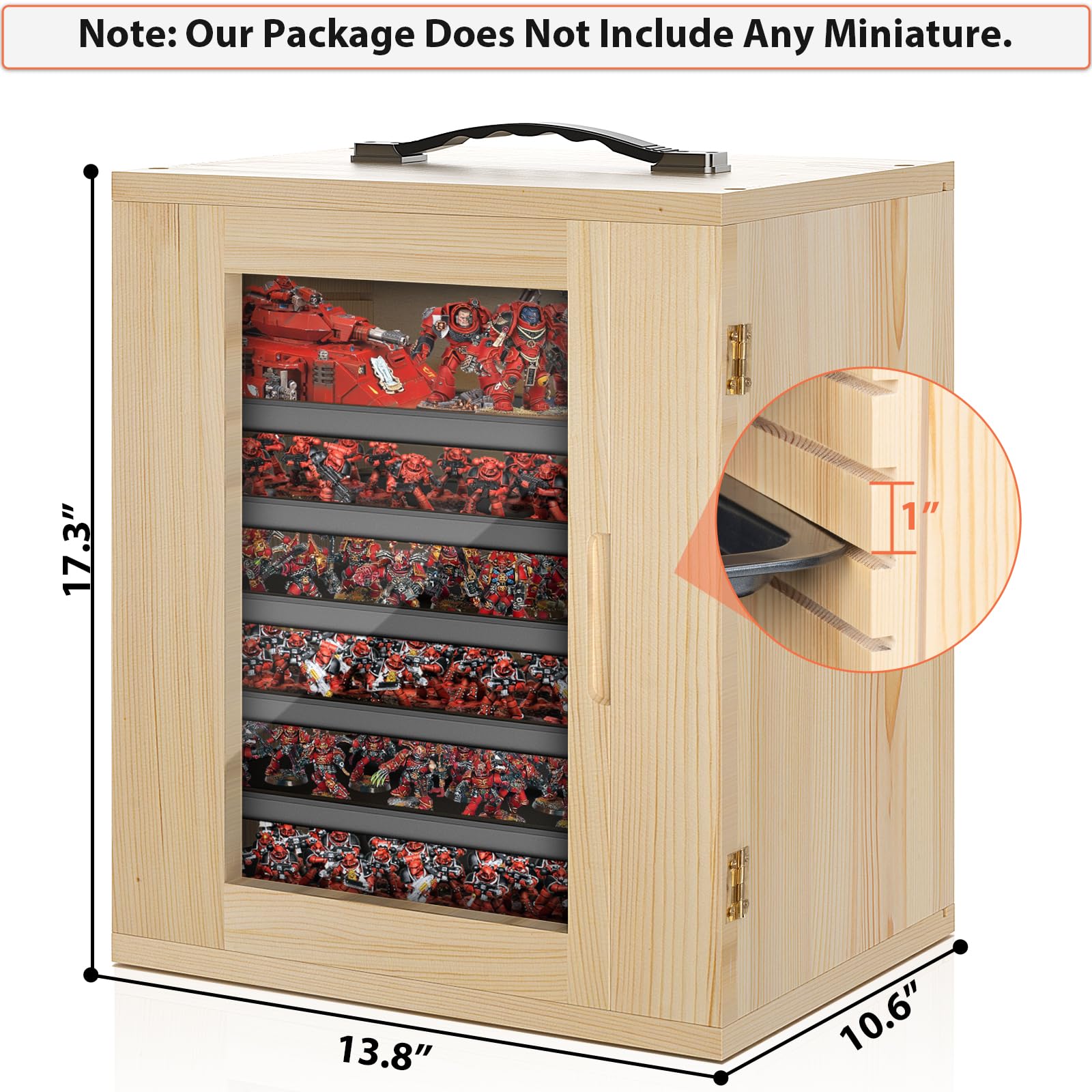 WELIDAY Miniature Storage Case for Collectibles Miniatures, Miniature Display Cases with Magnetic Door and 6 Trays, Clear View Miniatures Transport Case