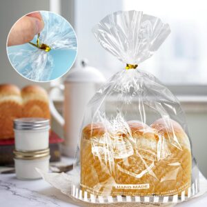 MUMULULU 90 PCS 11""x 14"" Bread Loaf Packing Bags with Bottom Gusset and Ties Clear Cello Cellophane bags Printed Bread Bags