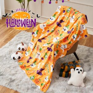 UOMNY Halloween Blanket for Kids,Ghost Throw Blanket for Kids,Wizard Hat Halloween Blanket for Couch and Bed, for Kids 50x60 inch