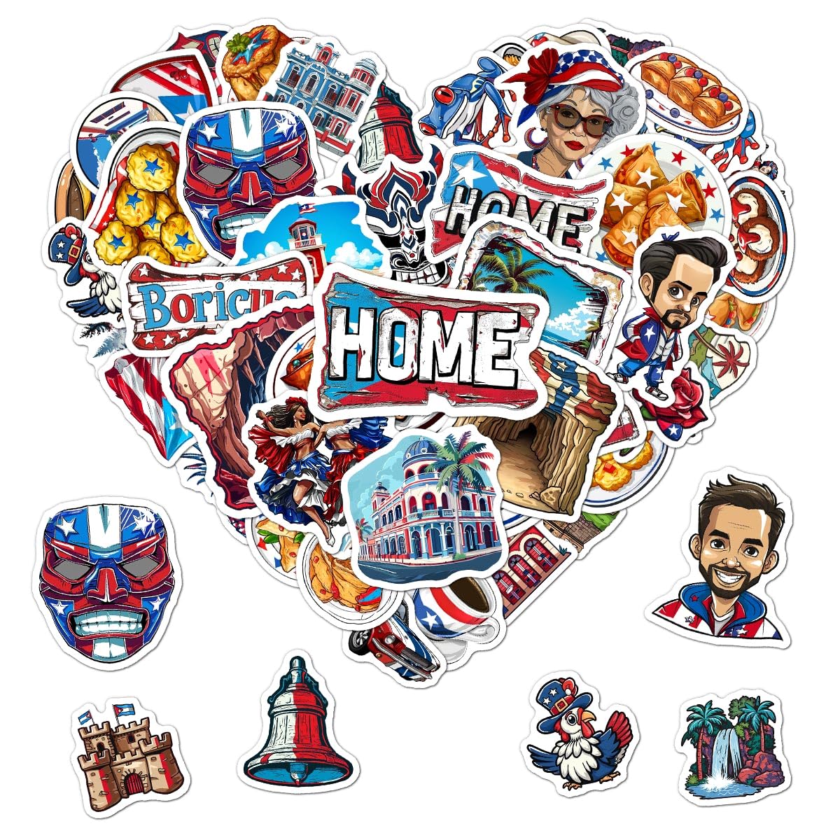 Pack 50 Pcs Travel Puerto Rico Stickers for Water Bottles Funny Laptop Cups Scrapbooking Luggage Journaling Teens Boys Girls Adults Waterproof Aesthetic Sticker Small Vinyl Decals