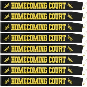 8 pcs homecoming court sashes with gold glitter, black homecoming party prom sash for pageants homecoming party school dance graduation party decorations accessories (black + gold)