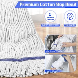 Commercial Mop Heavy Duty Industrial Cotton Mop,Looped-End String Wet Mop for Floor Cleaning with Long Handle, Janitorial Mop for Home,Garage,Office, Workshop, Warehouse